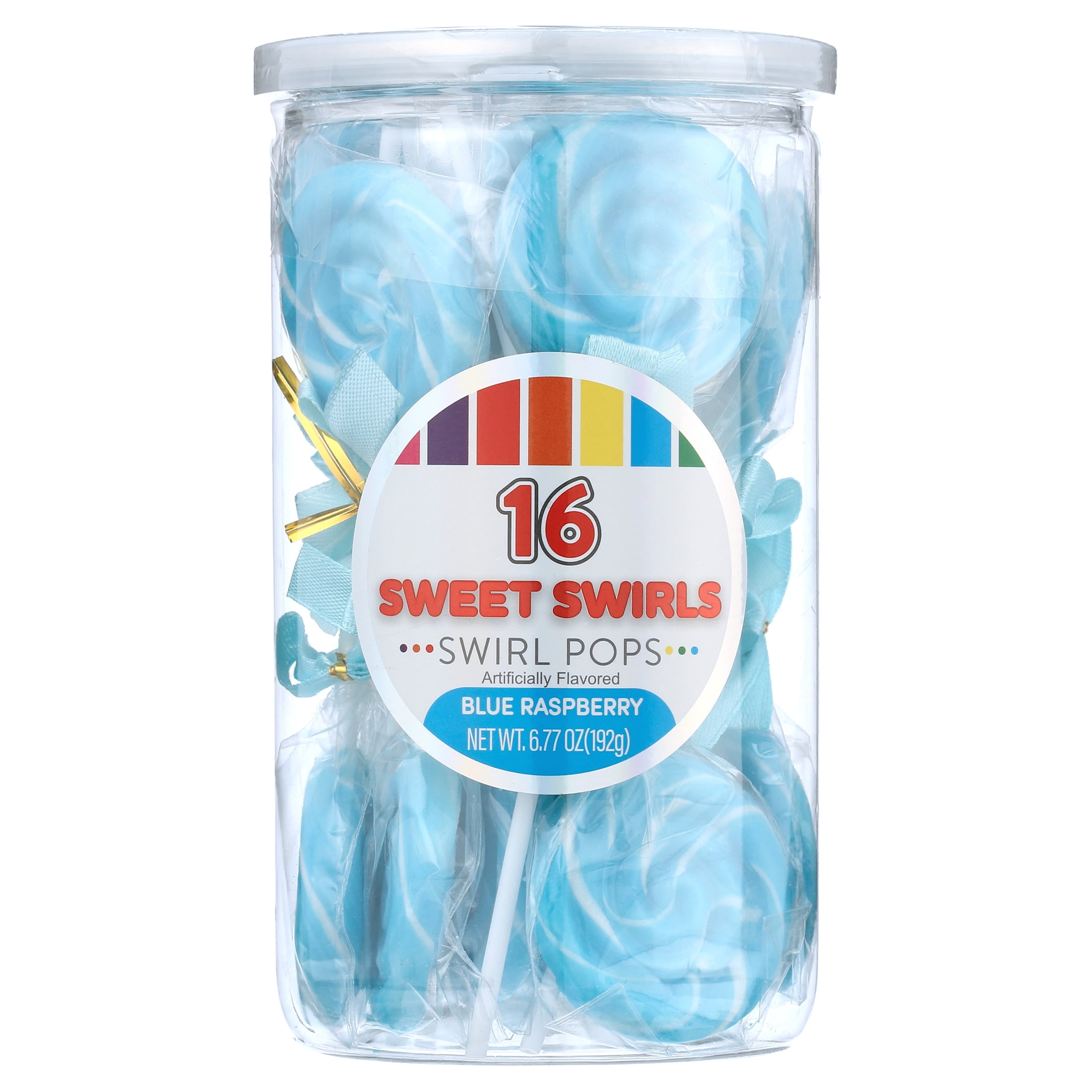 Hilco Sweet Swirls Blue Raspberry Flavored Lollipops, 16 Count Tub ...