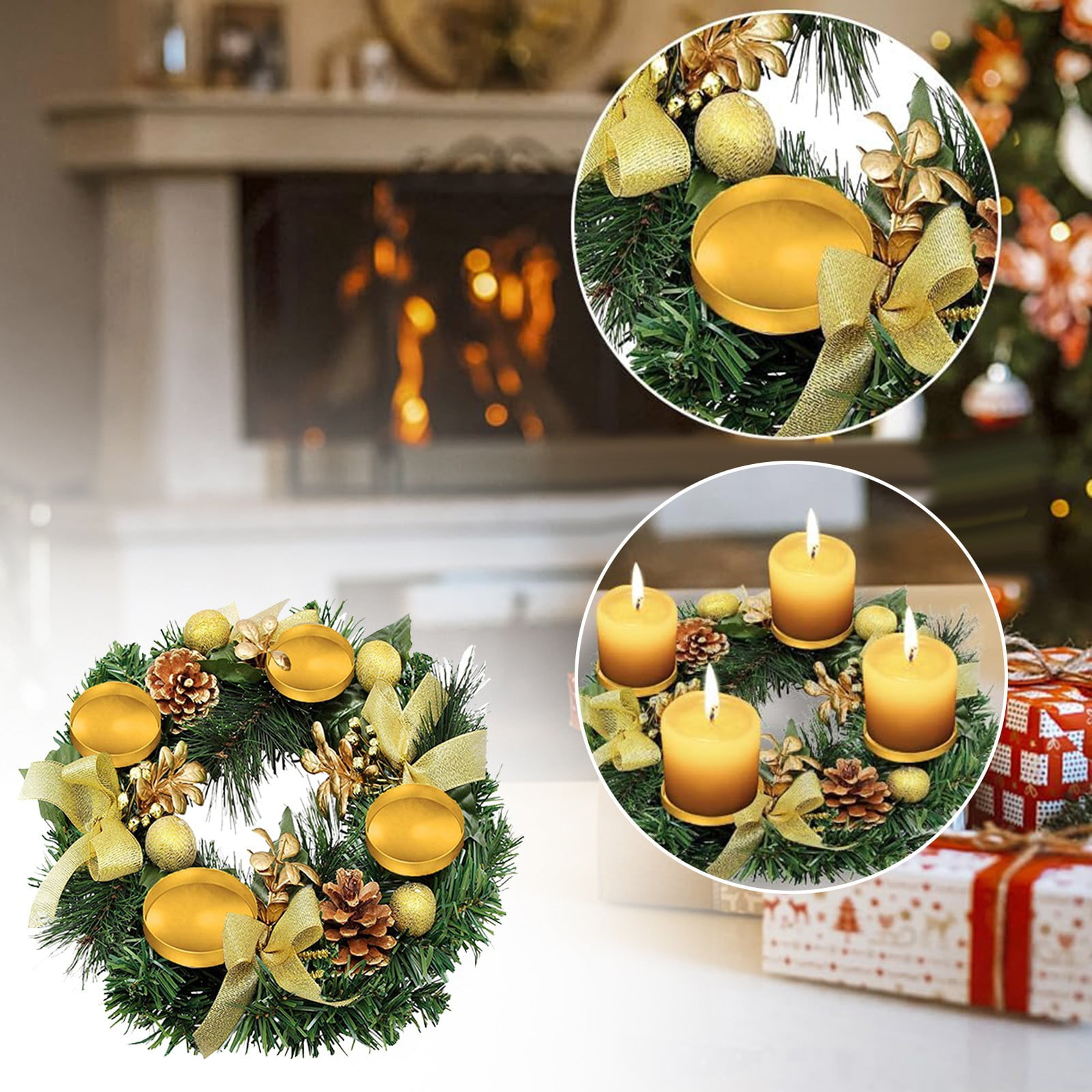 Hilehuti Christmas Clearance Wreath,Christmas Advent Wreath 13 Inch ...