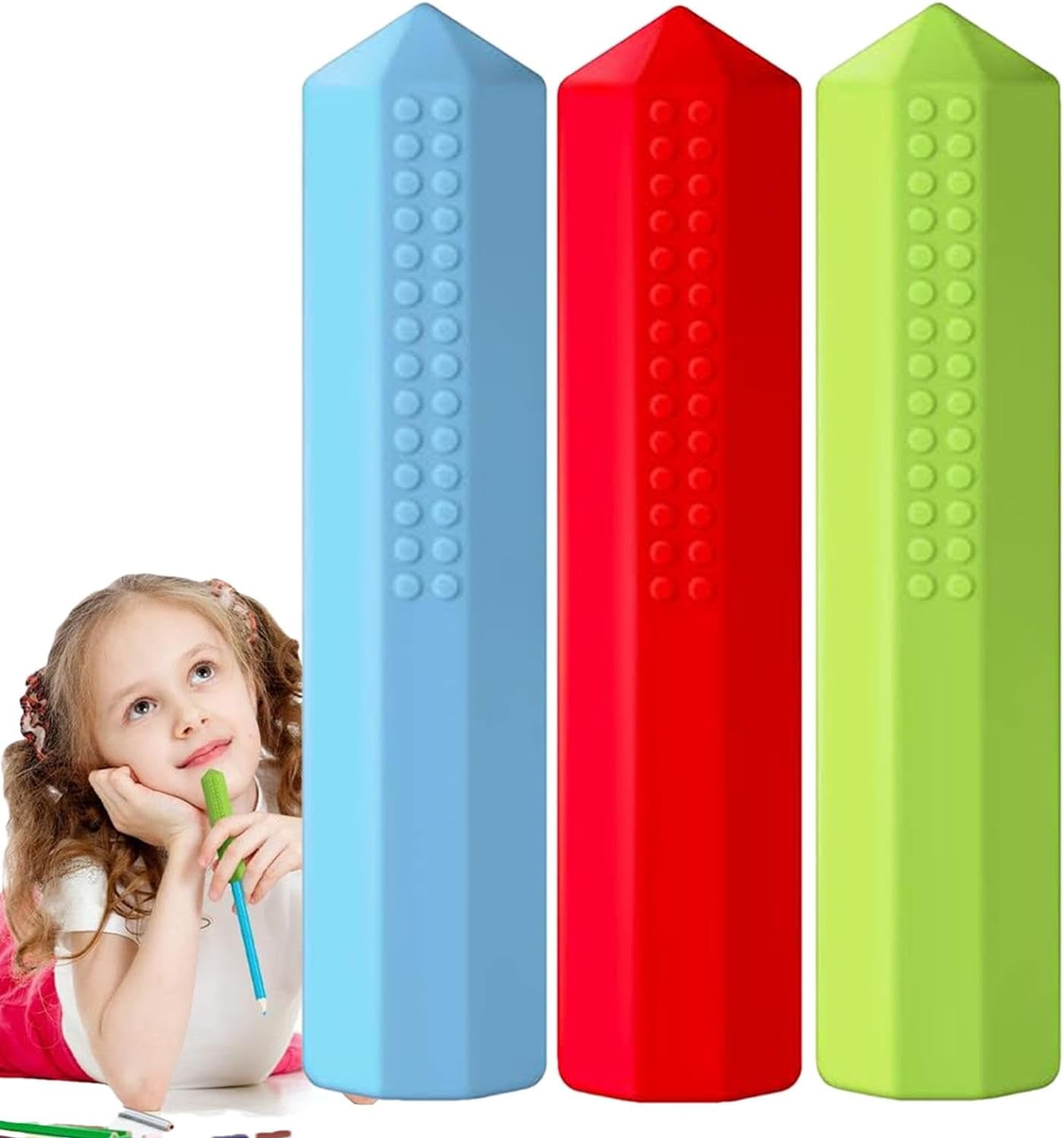 Hilehuti Pen,Chewable Pencil Toppers 3 Pencil Toppers Set Silicone ...