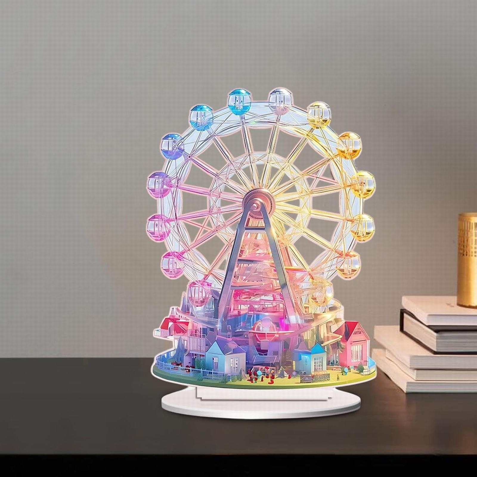 Hilingoto 2D Flat Acrylic Ferris Wheel Pattern Table Sign 7.8 inches ...