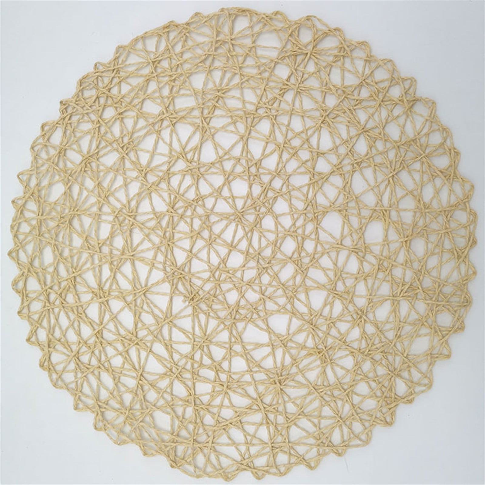 Hilingoto 3Pcs Simple Thin Paper Rope Placemat Round Beige A* 3Pcs Fine ...