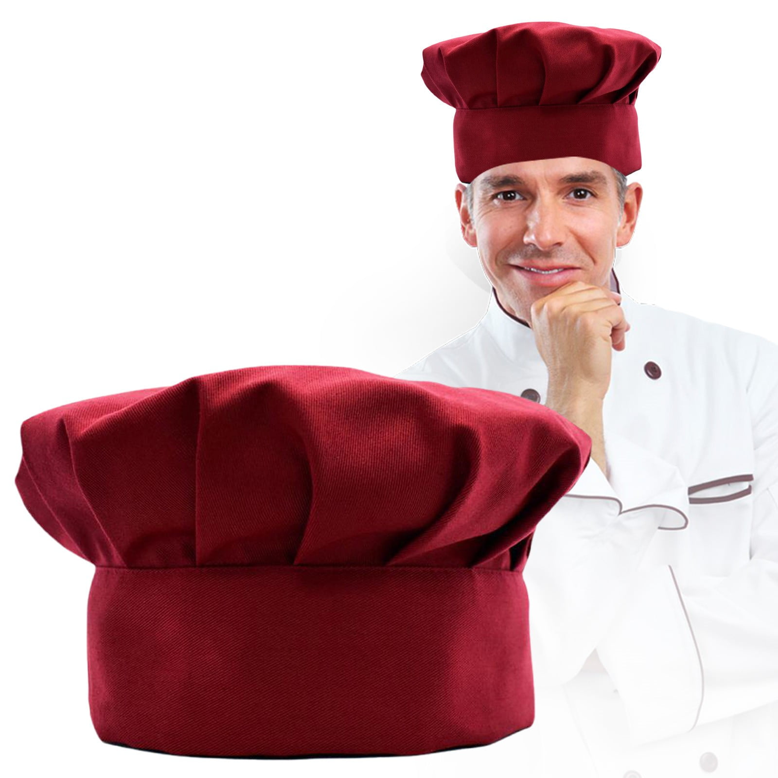 Hilingoto Chef Hat Red A* Hat Adult Adjustable Elastic Kitchen Cooking ...