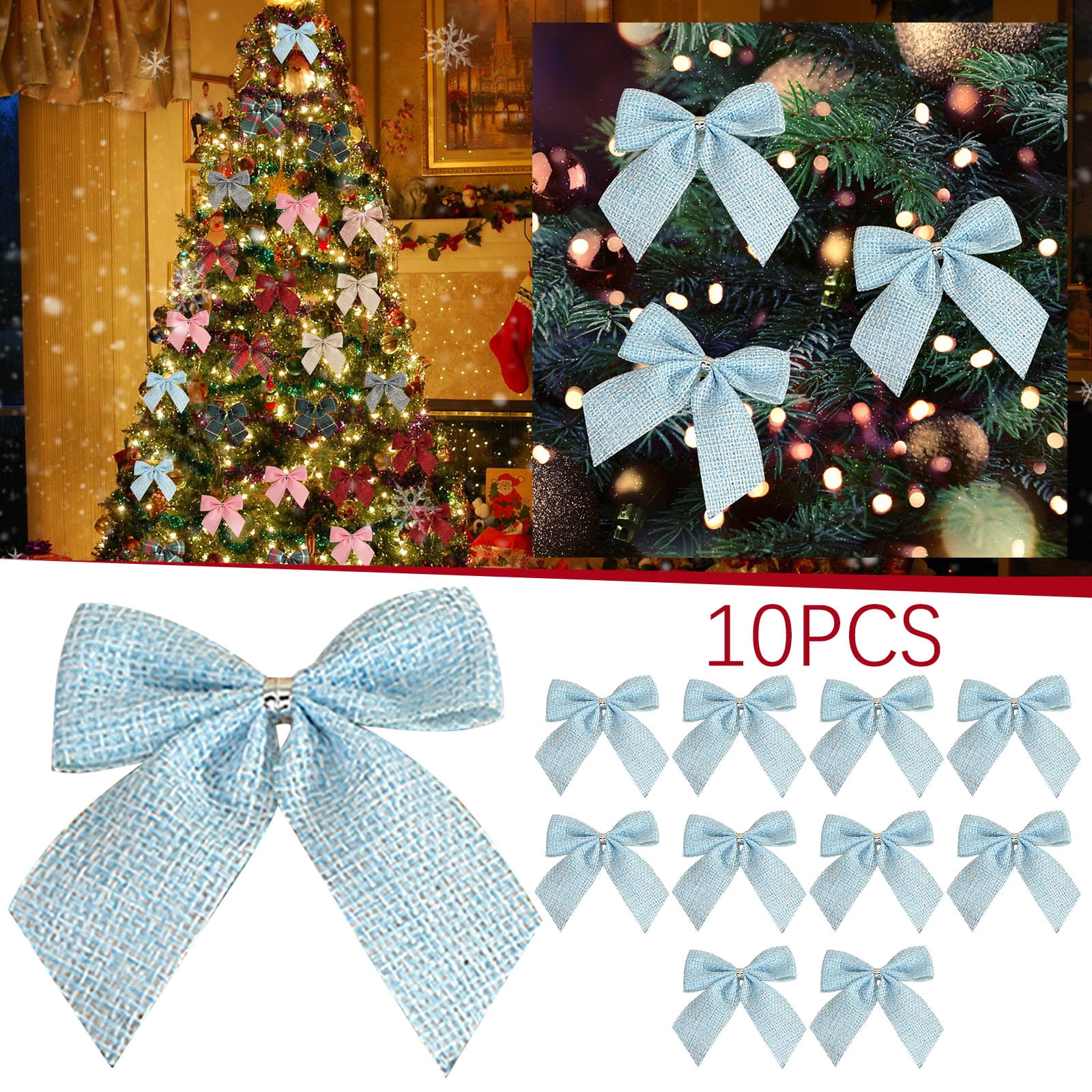 Hilingoto Clearance! 10Pcs Christmas Bow Decoration Blue 10Pcs ...