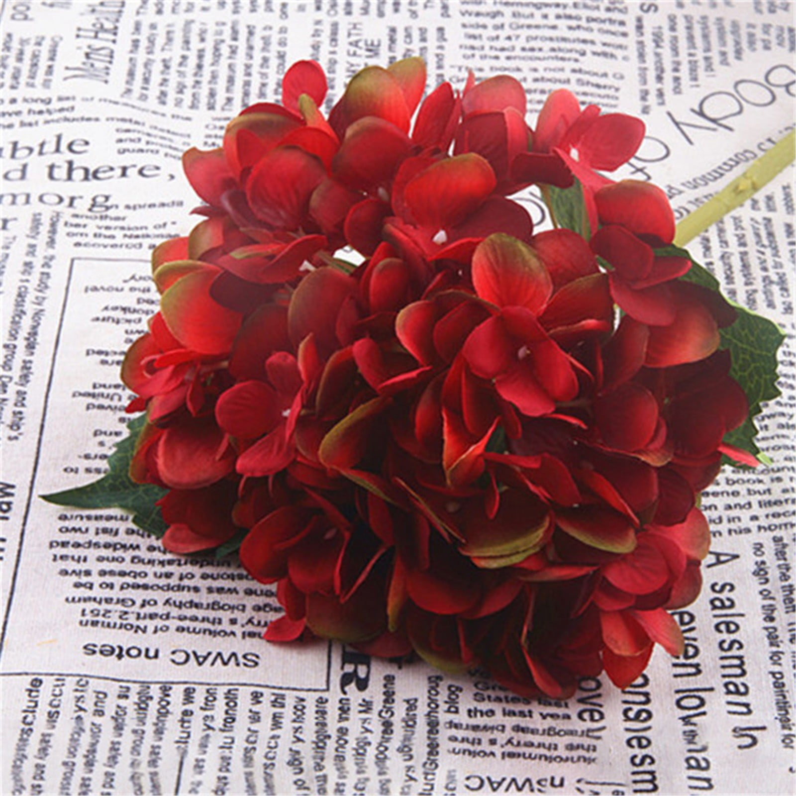 Hilingoto Clearance! Artificial Hydrangea Wine Red 3Pcs 16.4In ...