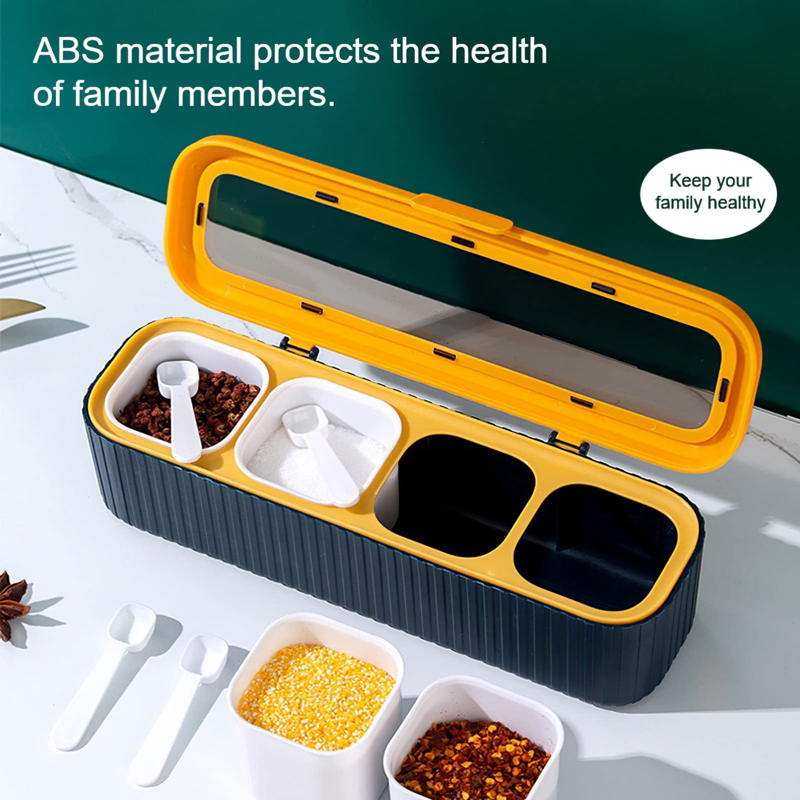 Hilingoto Clearance Kitchen Seasoning Bottle Jar Blue, Seasoning Box ...