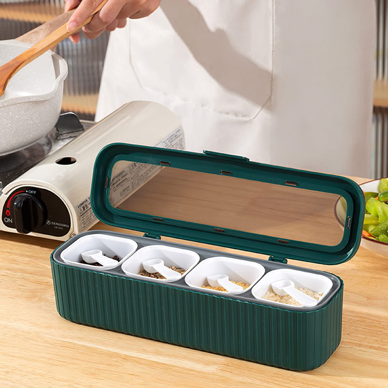 Hilingoto Clearance Kitchen Seasoning Bottle Jar Green, Seasoning Box ...