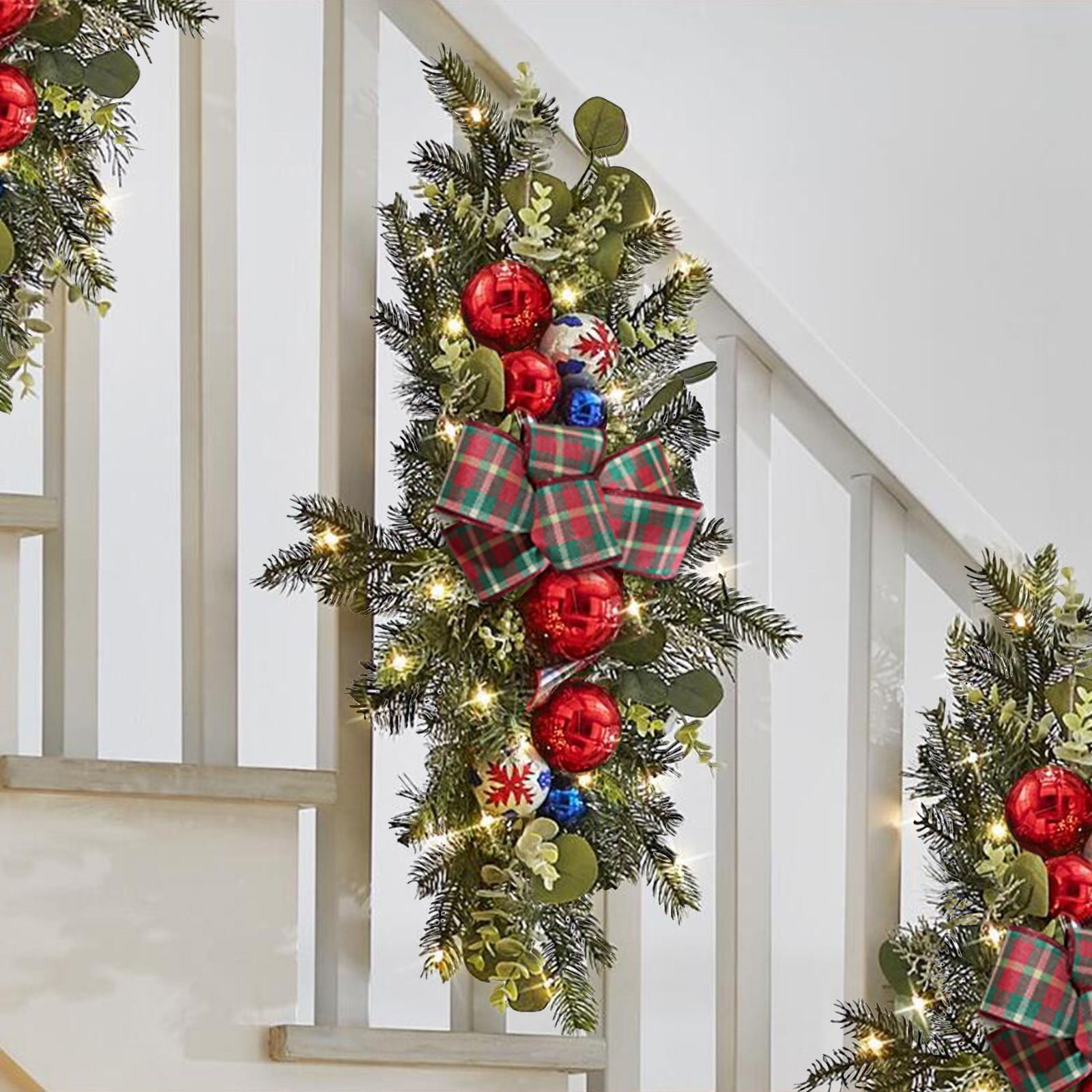 Hilingoto Clearance! Led Christmas Staircase Garland Cordless Prelit ...
