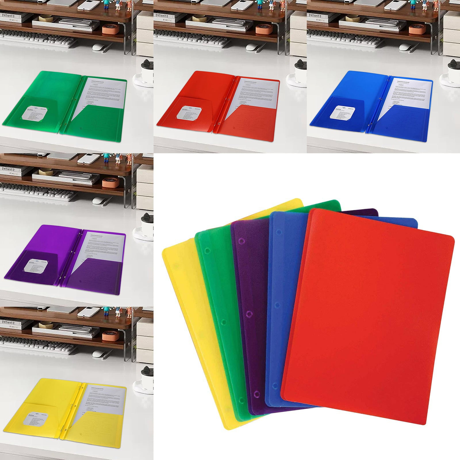 Hilingoto Office Storage, Folders, Pack Plastic Pocket Folder Heavy ...