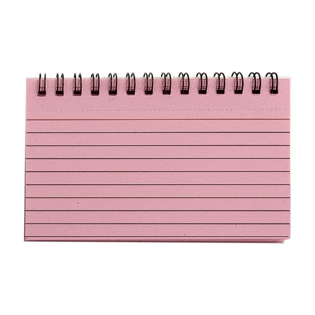 Hilingoto Pink-Lined Color Tear-Away Coil Index Card Small Book Notepad ...