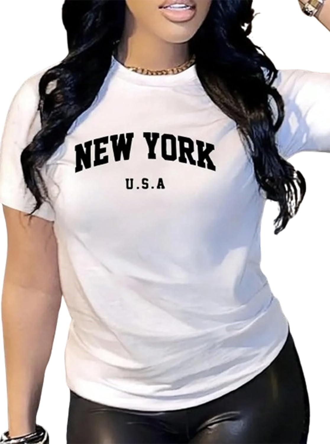 Hilinker Women's Funny Graphic Tees Casual Loose Summer Cute Tops Short ...