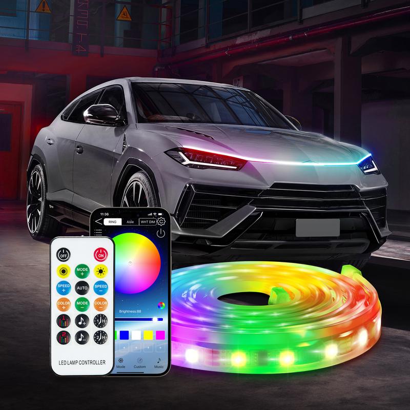 This Hill Car Hood Light LED Strip - RGB Waterproof Multicolor Dynamic ...