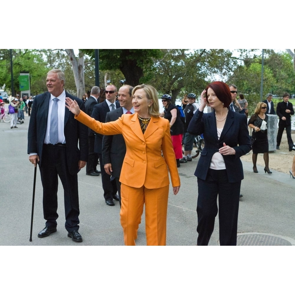 Hillary Clinton Waves To The Crowd During Her Walk With Australian ...