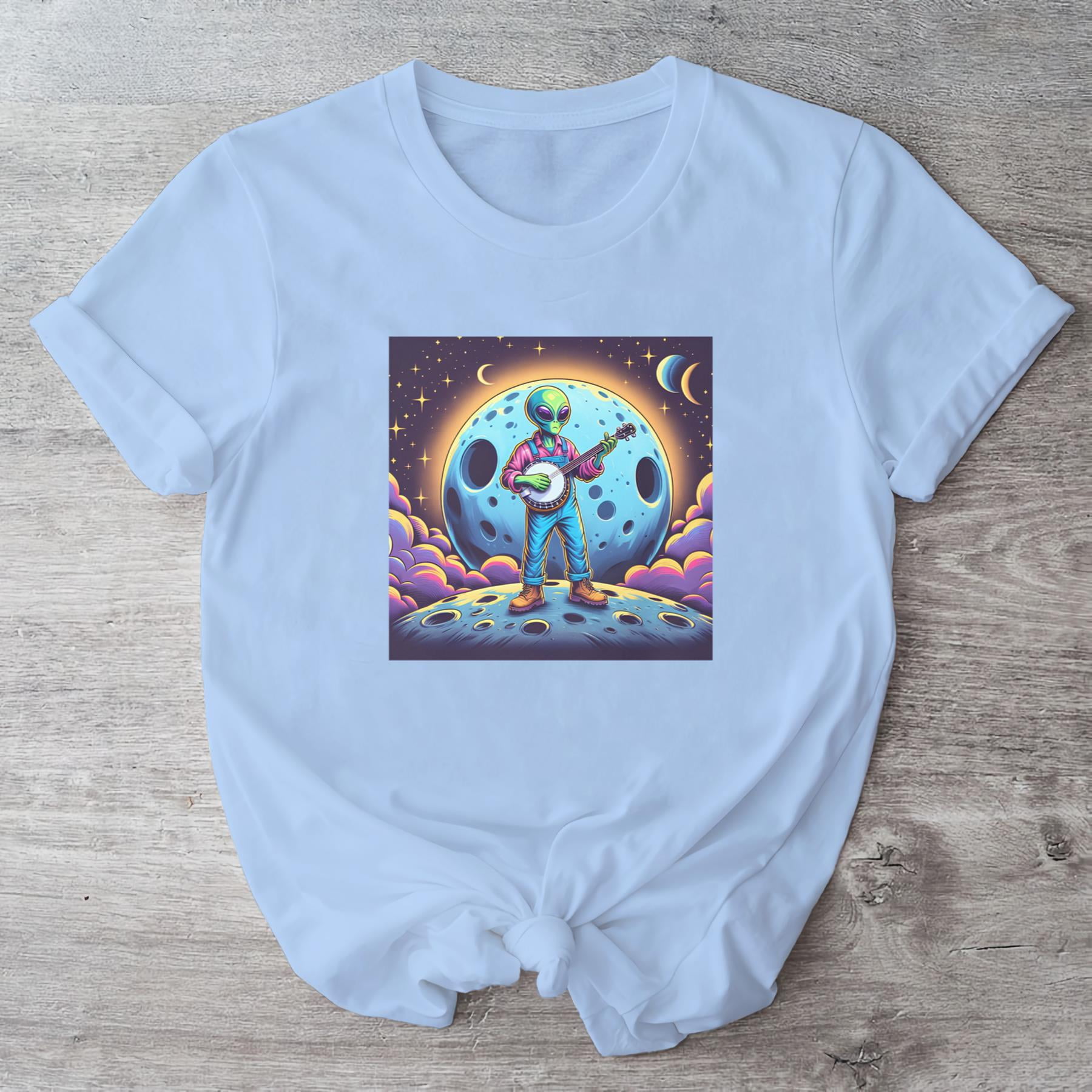 Hillbilly Alien Playing a Banjo on The Moon Alien Unisex t-shirt-TH14577 - Walmart.com