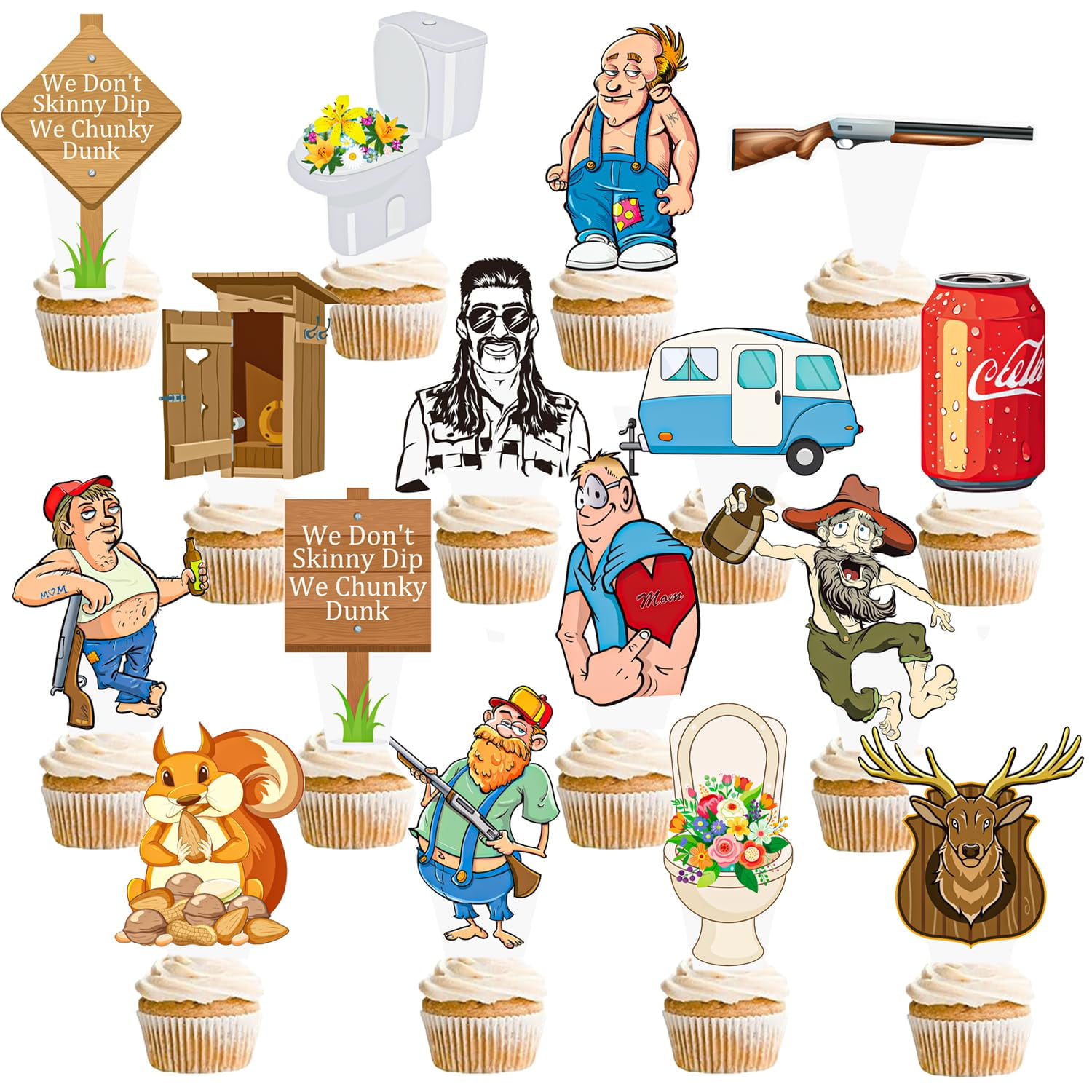 Hillbilly Cupcake Toppers AJH3 Trailer Trash Party Decorations Trailer ...