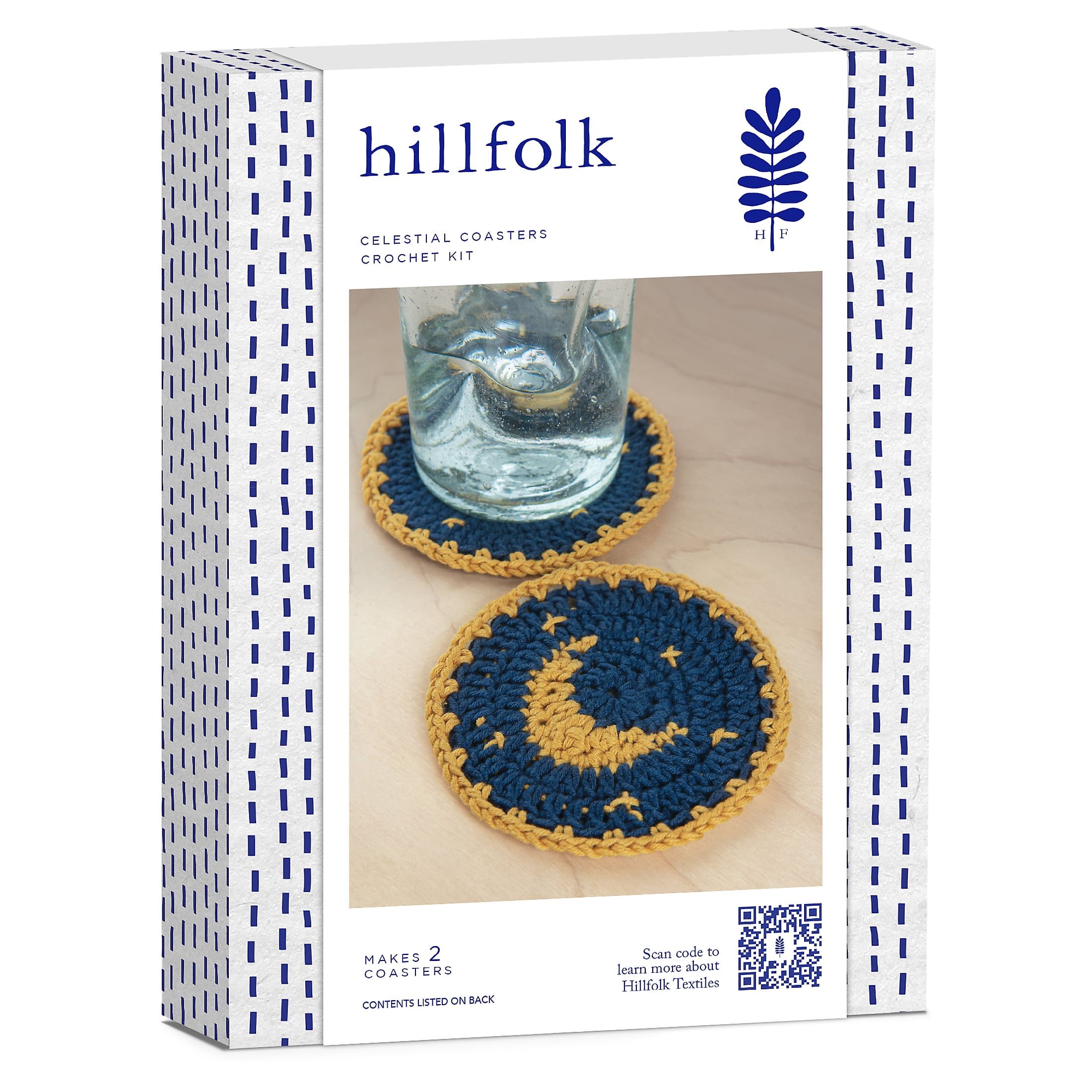 Hillfolk Crochet Moon Coasters Kit- Includes Crochet Hook, Yarn, And ...