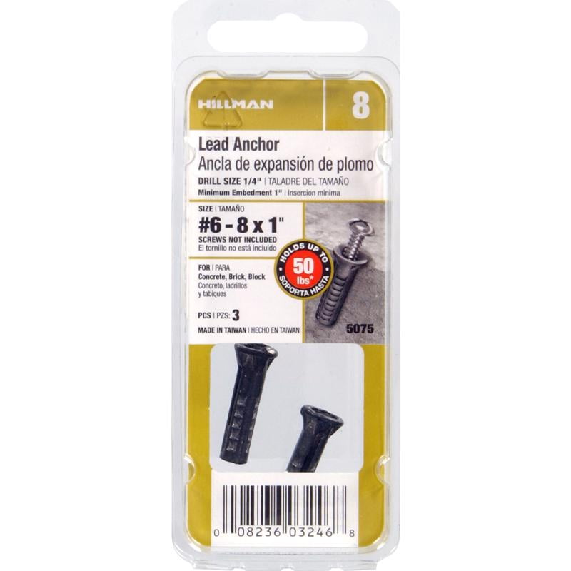 ACEDS 5335112 No.6-8 x 1 in. Lead Anchor with Wood Screw - Card of 3 ...