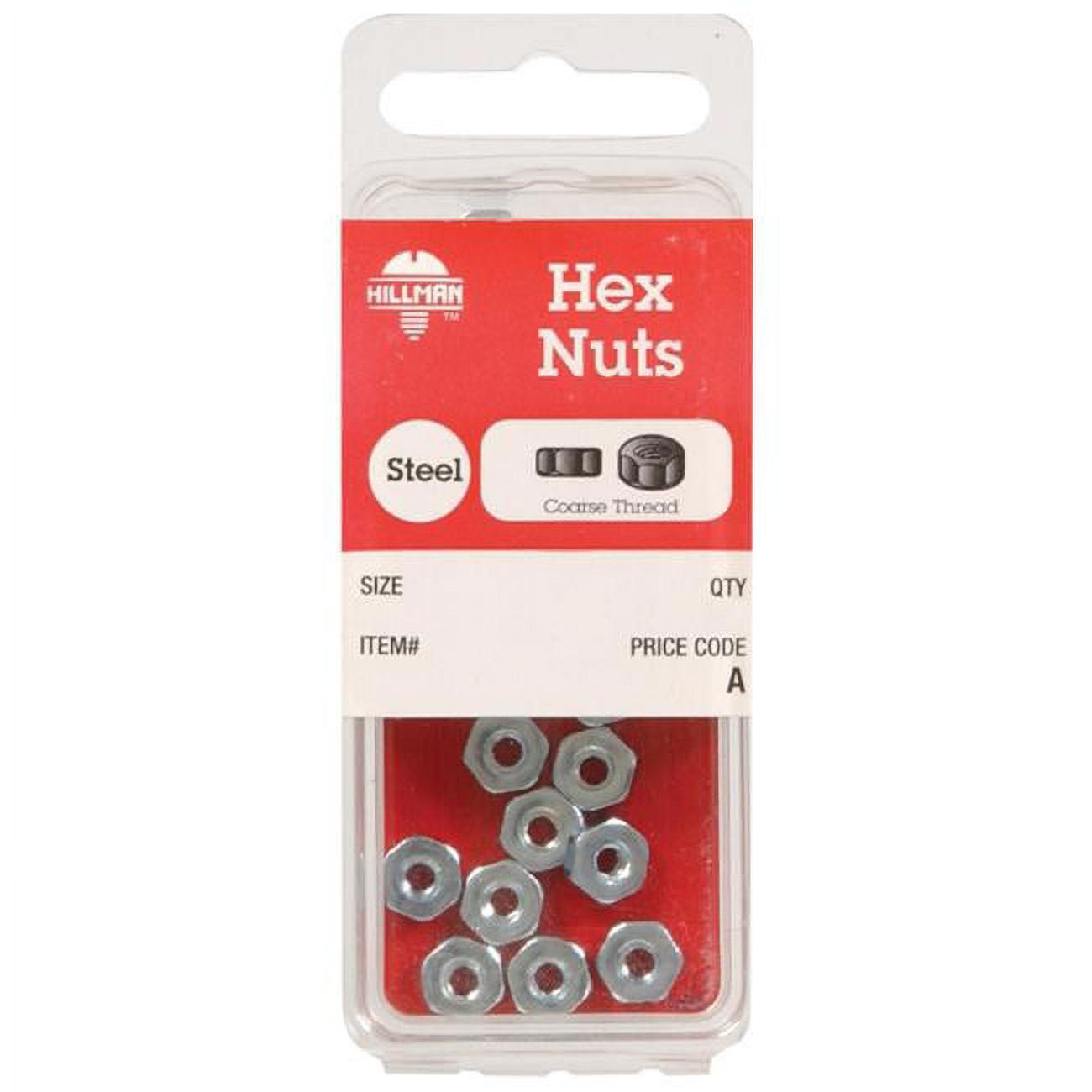 Hillman 1/4 in. Zinc-Plated Steel USS Hex Nut 12 pk - Walmart.com