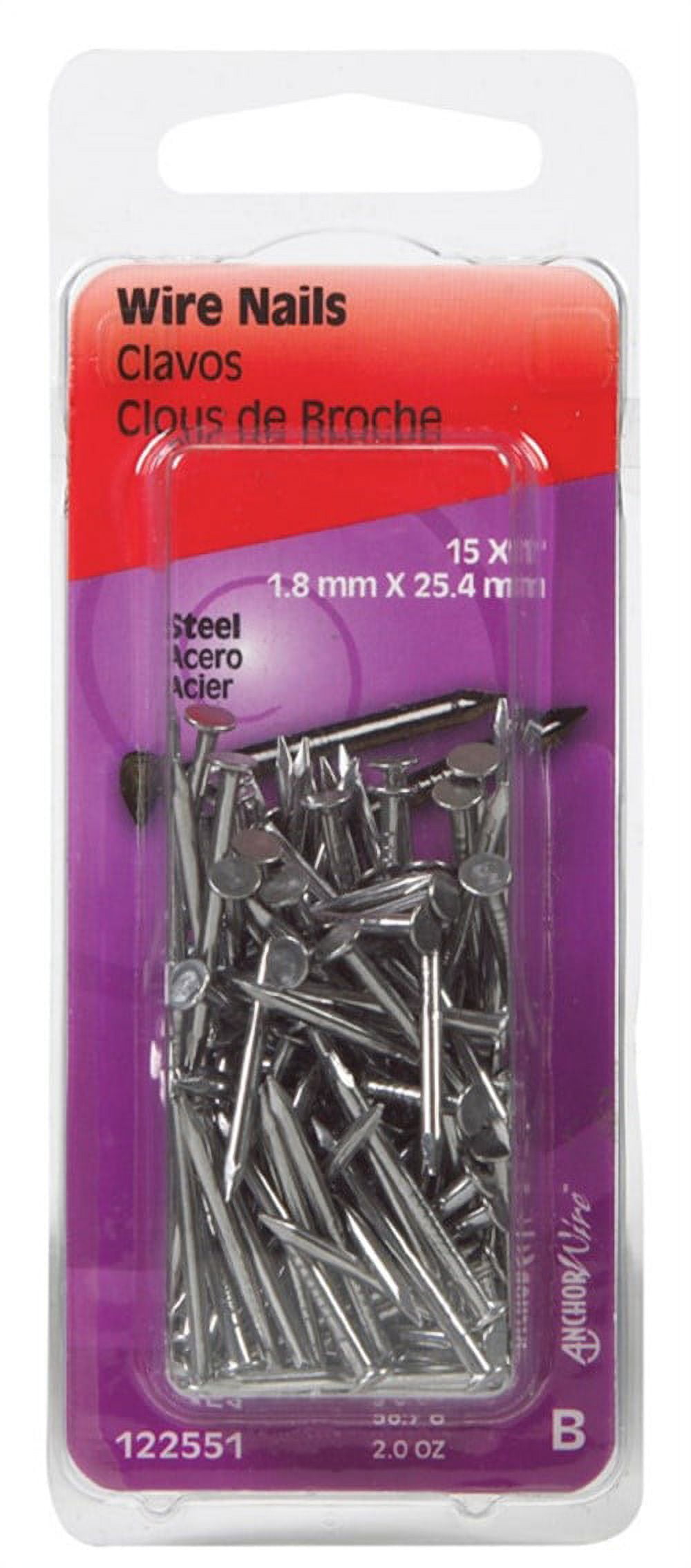 Hillman 122551 Bright Steel 15 ga. x 1 in. Wire Nails 2 oz. - Walmart.com