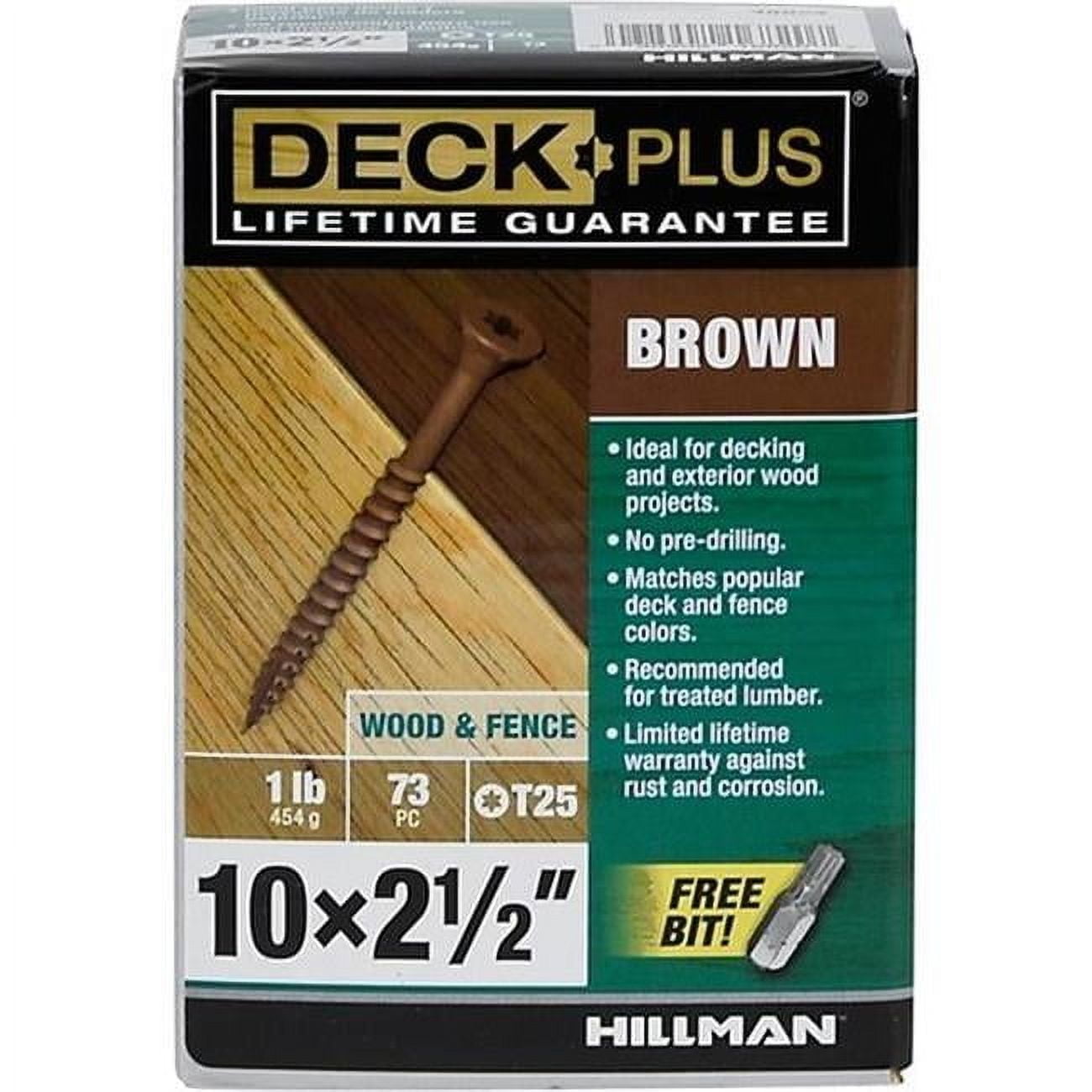 Hillman 48824 10 x 2.5 in. 1 lbs Deck Plus Screws, Brown - Walmart.com