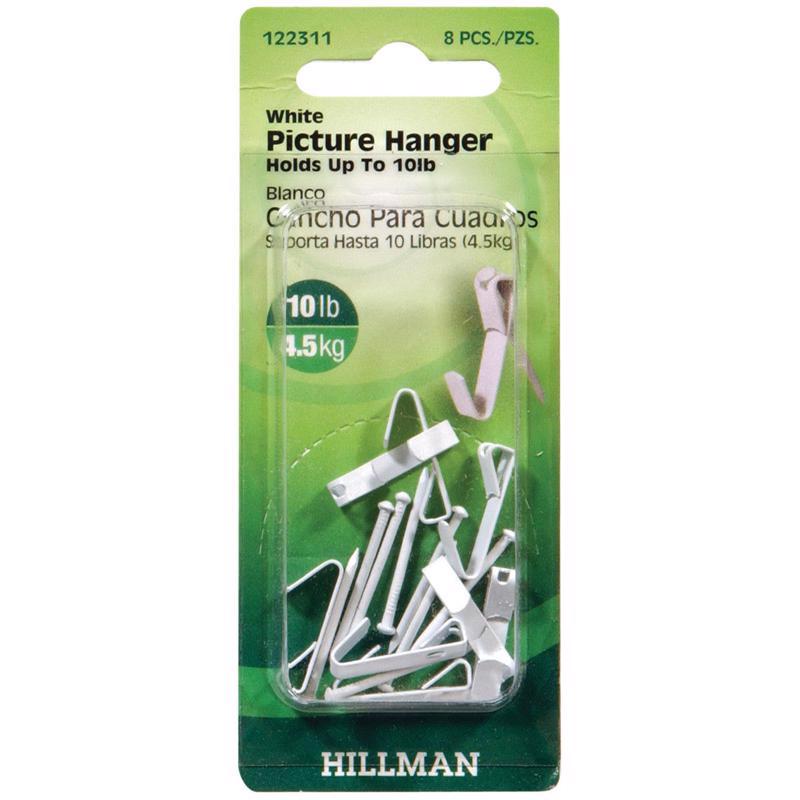 Hillman White 122311 Conventional Picture Hanger, 8 Count (Pack of 1 ...