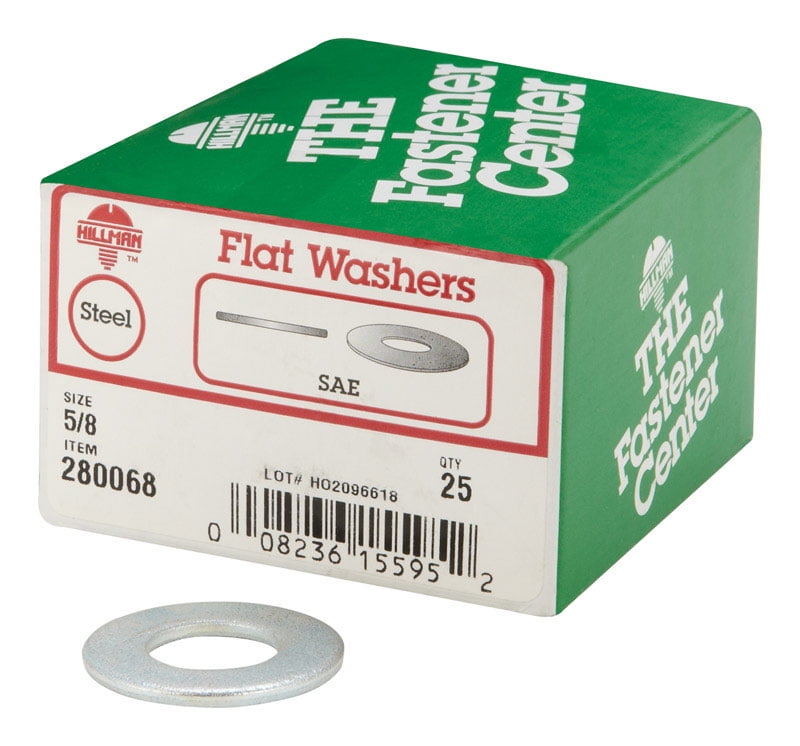 Hillman 280068 Sae Flat Washer, Zinc Plated Steel, 5/8" - Walmart.com