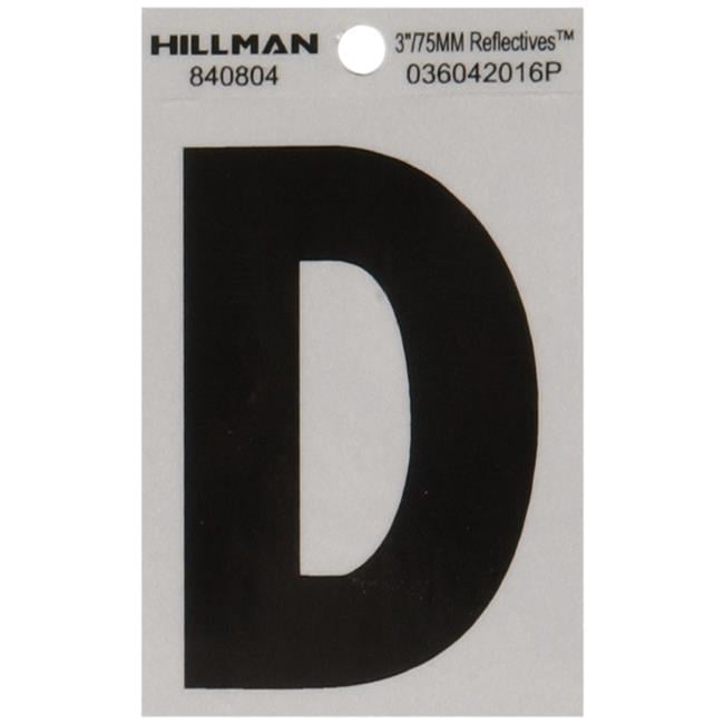 Hillman 3 in. Reflective Black Vinyl Self-Adhesive Letter D 1 pc ...