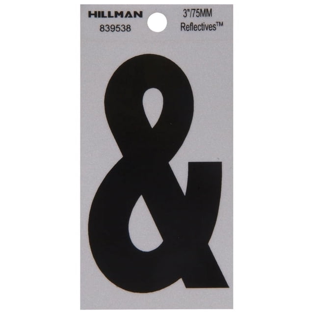 Hillman 3 in. Reflective Black Vinyl Self-Adhesive Special Character ...