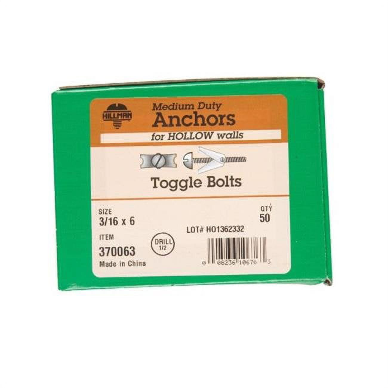 Hillman 370063 Steel Round Head Toggle Bolt 3/16 Dia. x 6 L in ...