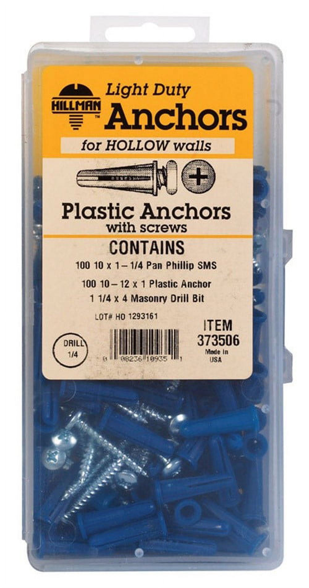 Hillman 373506 Plastic Anchor Kit, 10-12 x 1" - Walmart.com
