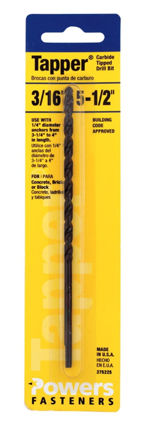 Hillman Tapper Concrete Drill Bit 3/16 " X 5-1/2 " - Walmart.com