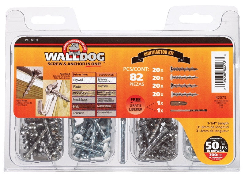 Hillman 42073 Walldog Screw and Anchor in One Contractor Kit - Walmart.com