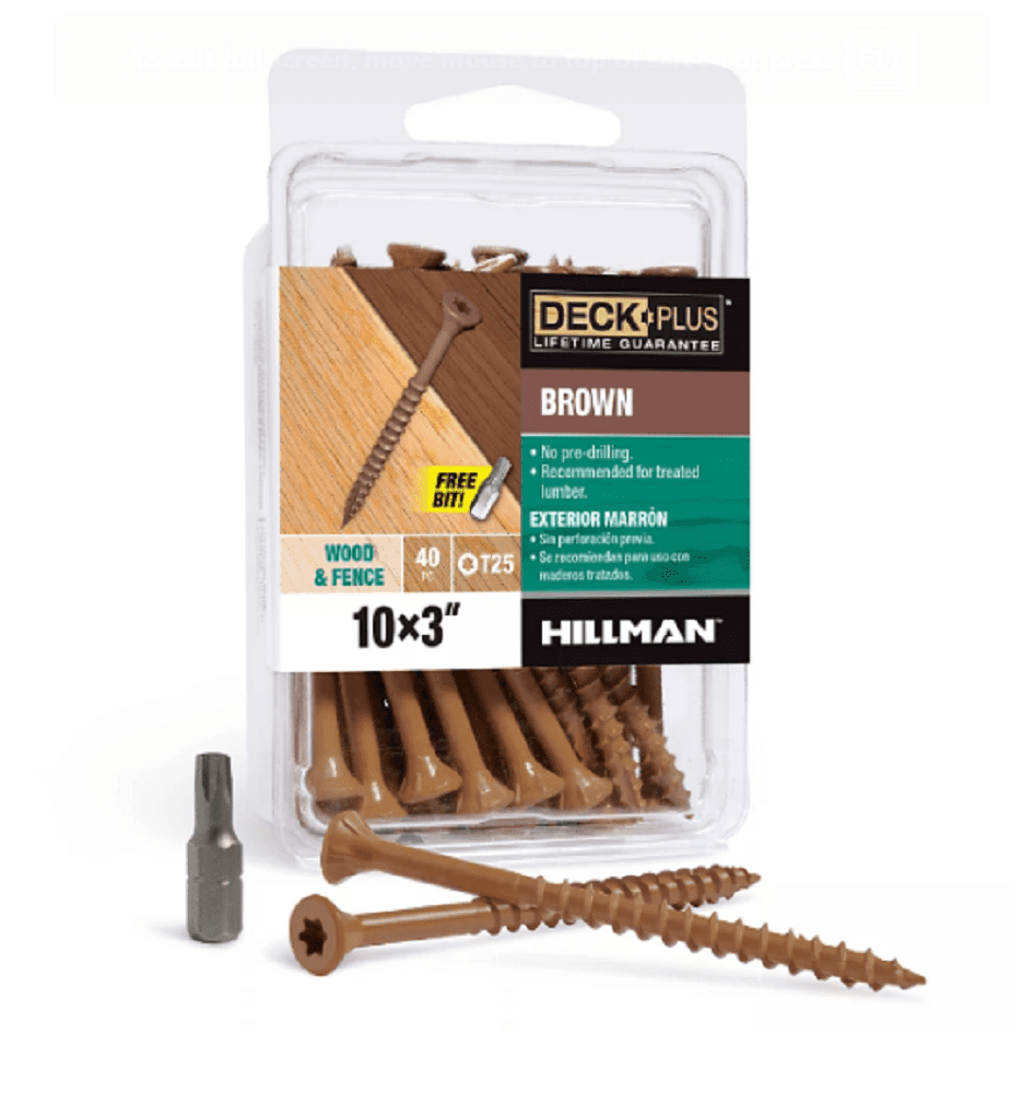 Hillman 42657 Deck Plus Brown Deck Screws (#10 x 3"), 40 Pc - Walmart.com