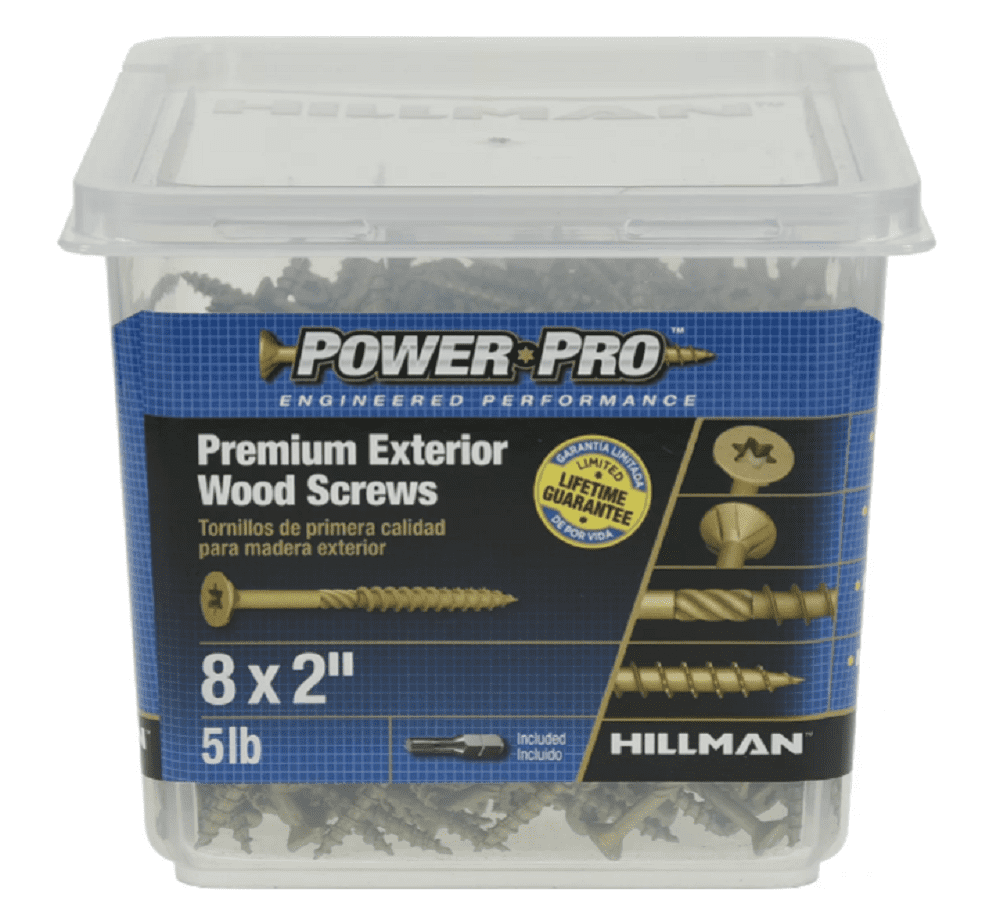 Hillman 48608 Power Pro Premium Exterior Wood Screws (#8 x 2"), 5lb ...