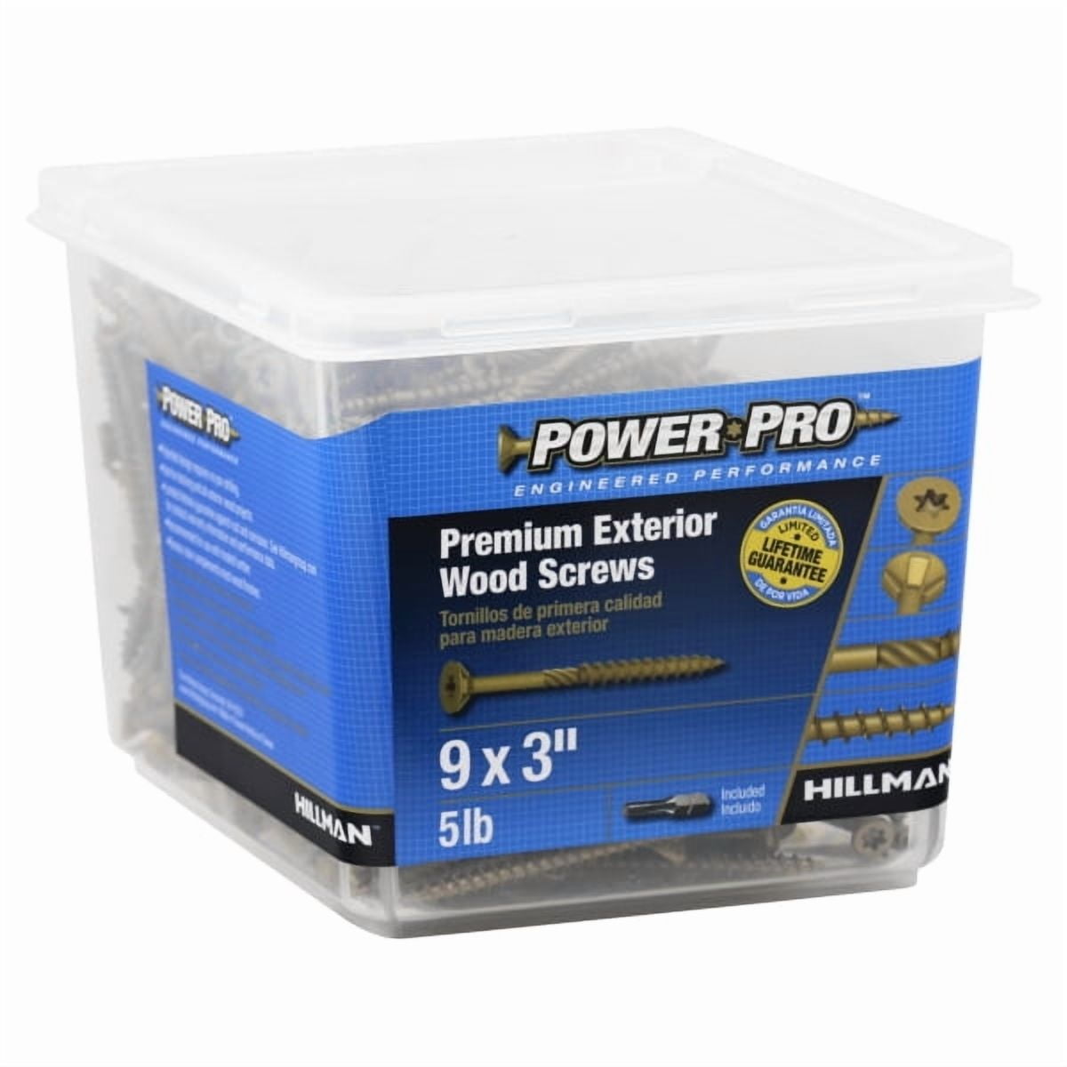 Hillman 48611 Power Pro Exterior Bronze Wood Screws #9 x 3 in, 417pk ...
