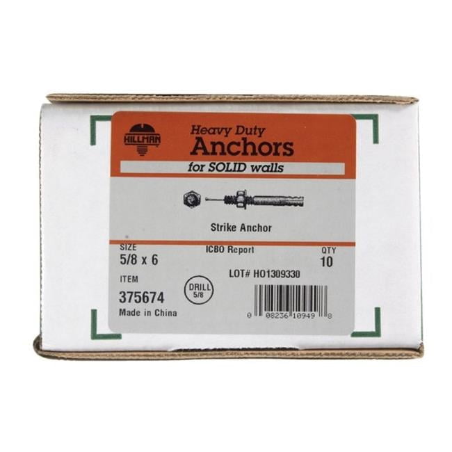 Hillman 5/8 in. D X 6 in. L Steel Round Head Strike Anchor 10 pk ...