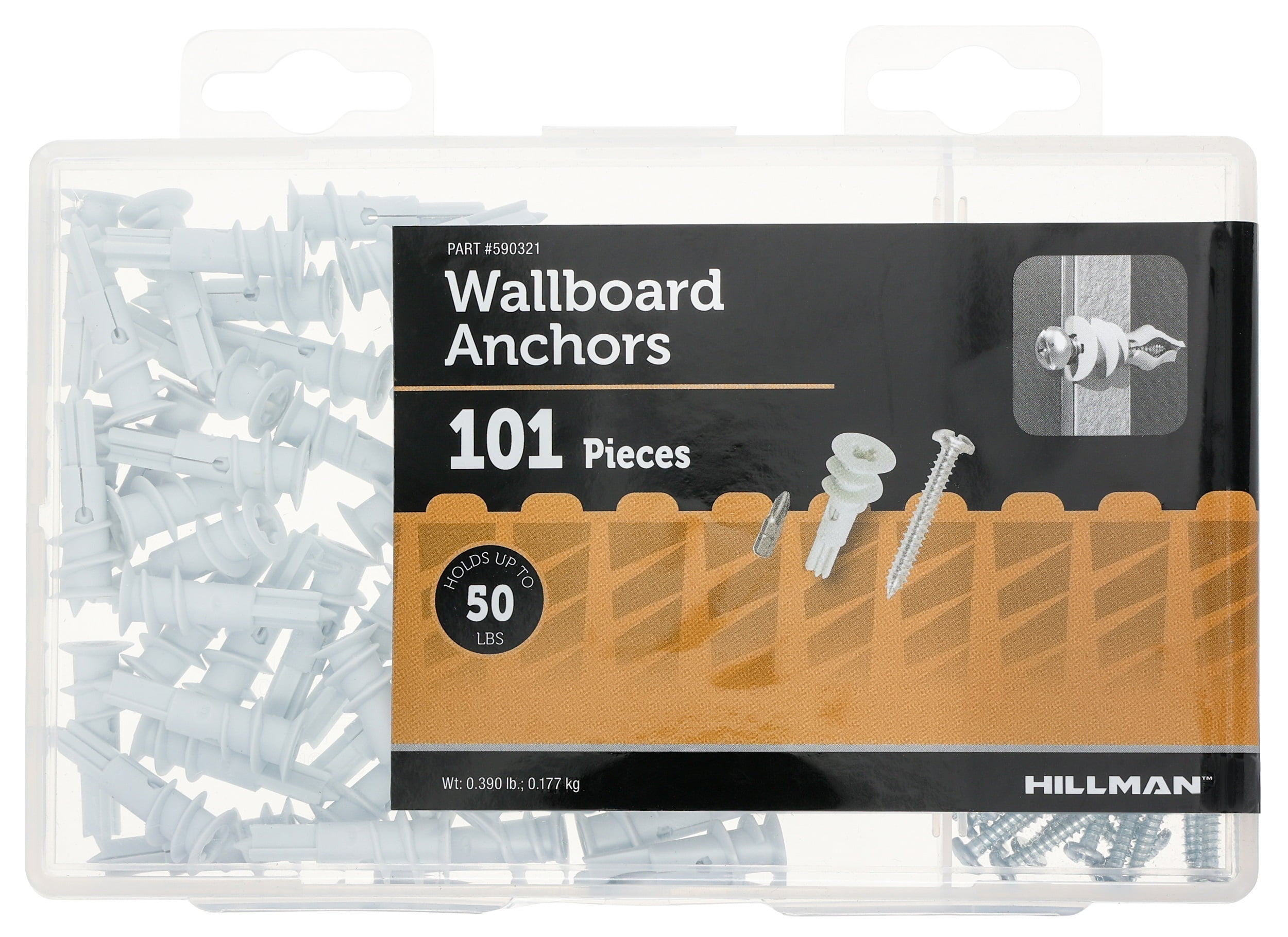 Hillman Drywall Anchor Screws, #6, Nylon, Pan Head Phillips, 50 lb ...