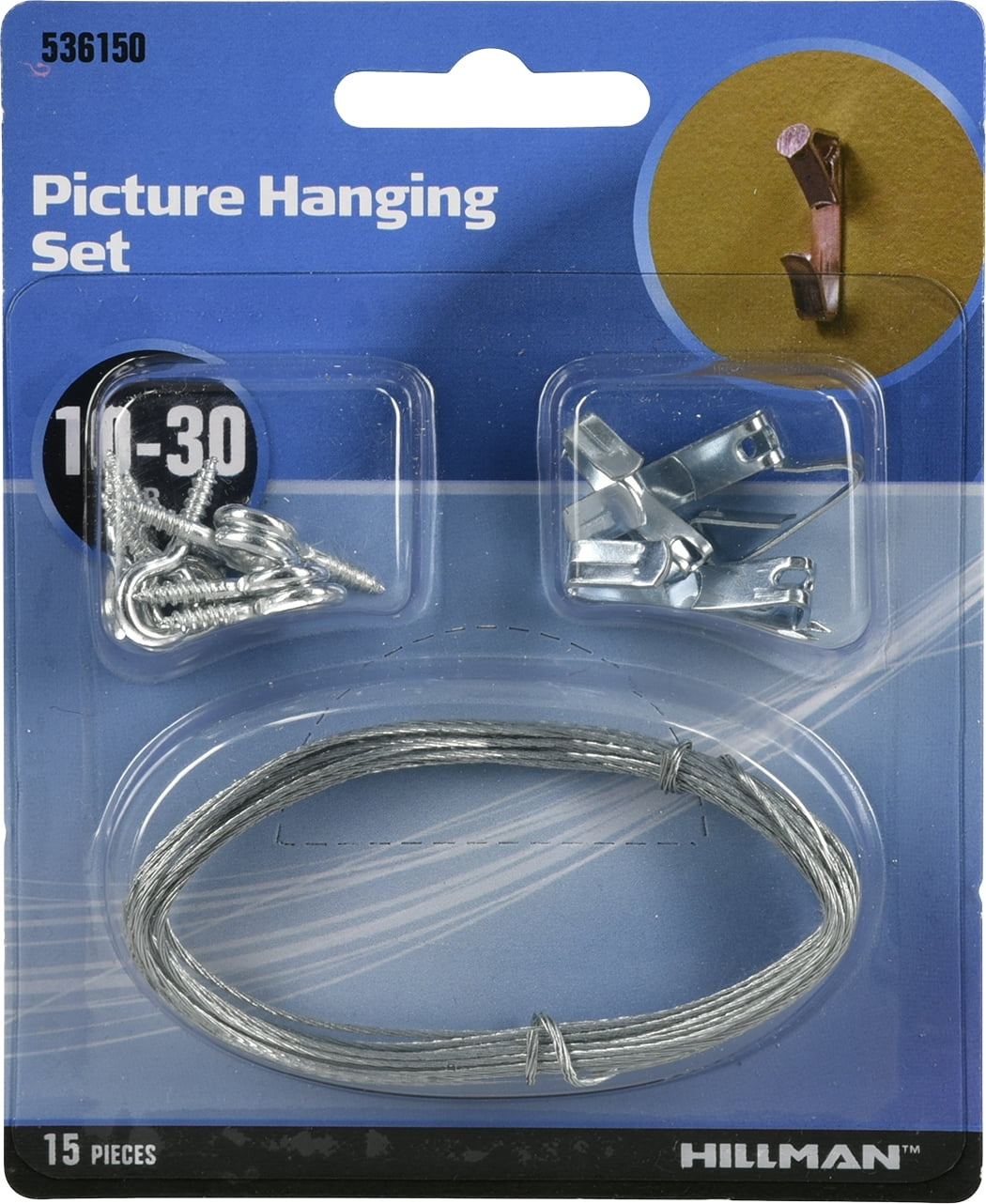 Hillman 536150 Picture Hanging Kit, Zinc, Silver 30lbs (15 Piece ...