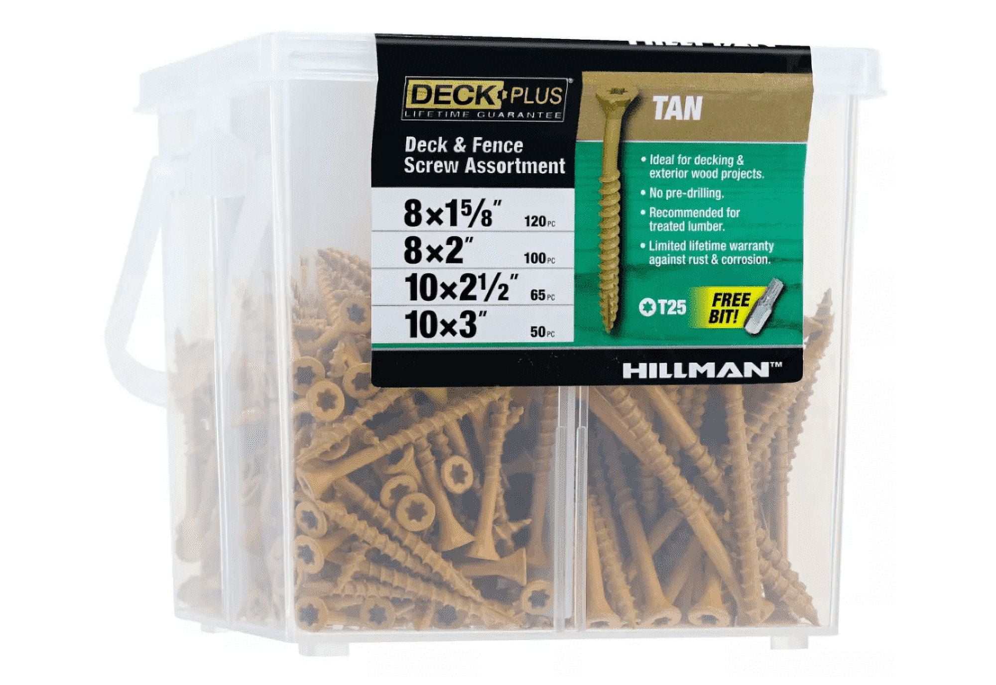Hillman 590849 Deck Plus Tan Deck Screw Assortment, Carbon Steel ...
