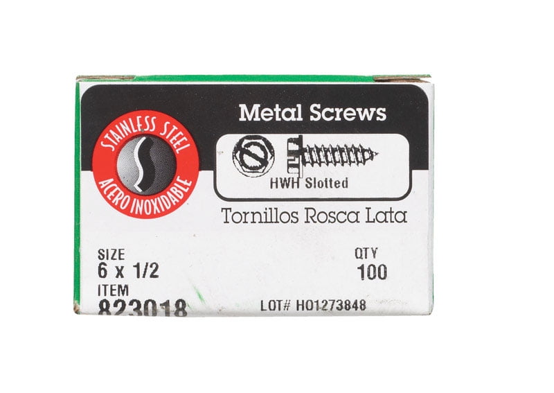 Hillman 823018 6.5 in. Sheet Metal Scews Stainless Steel - Walmart.com