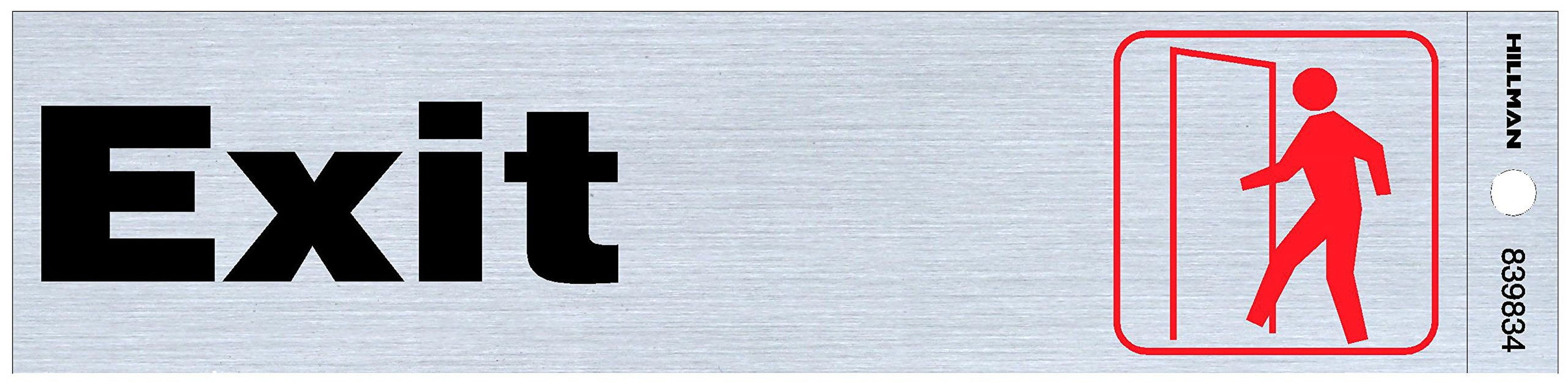 Hillman 839834 Exit Self-Adhesive Sign (2" x 8"),Silver 1 Count (Pack ...