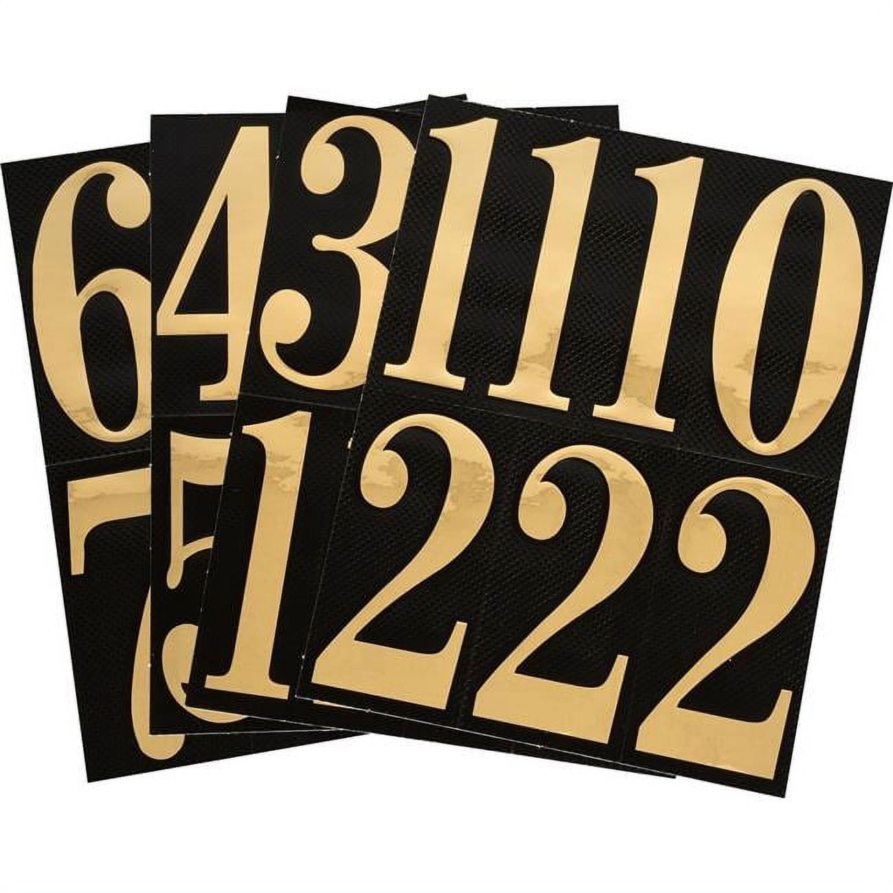 Hillman 3 in. Reflective Gold Vinyl Self-Adhesive Number Set 0-9 26 pc ...