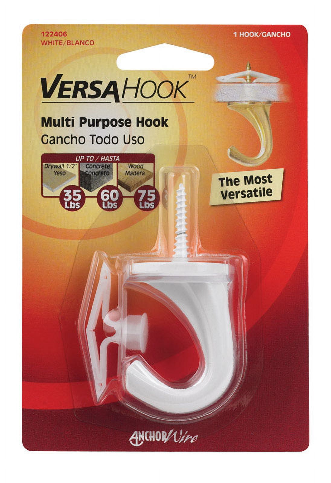 Hillman Anchor Wire Versa Large, 1 Hook & 1 Anchor White Nylon Swag ...