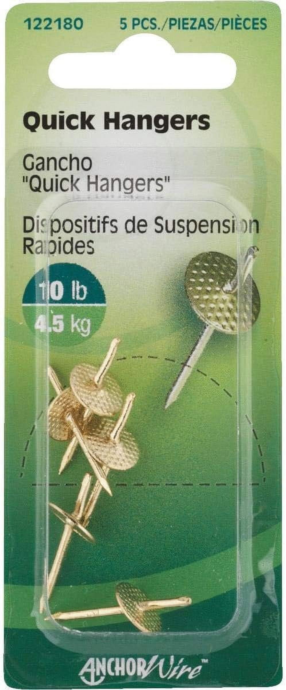 Hillman AnchorWire Brass-Plated One Piece Quick Hanger 10 lb. 5 pk ...