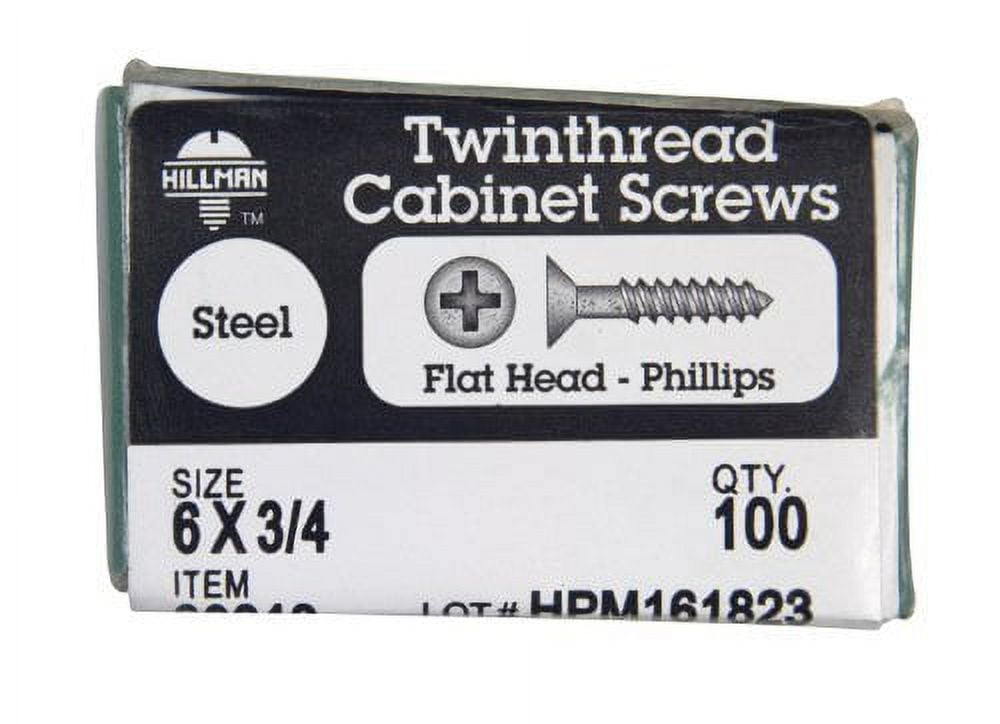 Hillman Cabinet Screws No. 6 X 3/4 " Phillips Flat Head 100 / Box ...