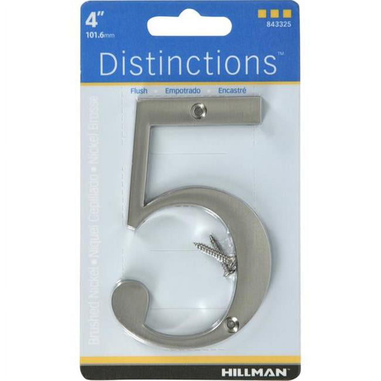 Hillman Distinctions 5 in. Silver Steel Screw-On Number 5 1 pc ...