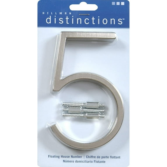 Distinctions 844705 House Number 5, Brushed Nickel Zinc Floating ...