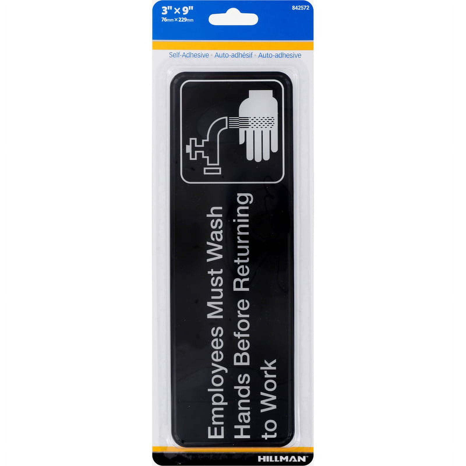 Hillman English Black Health Safety Plaque 3 in. H x 9 in. W - Walmart.com