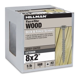 Fas-N-Tite Wood Screws, #8 x 2 in. Exterior Phillips Deck Screws, 10 ...