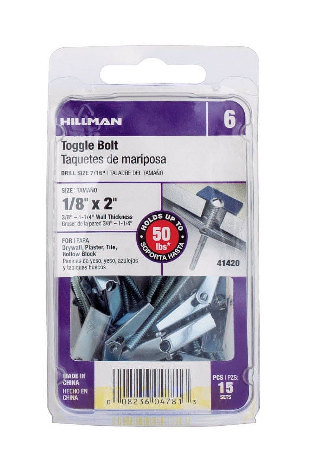 Hillman 1/8 In. Round Head 2 In. L Toggle Bolt Hollow Wall Anchor (15 ...