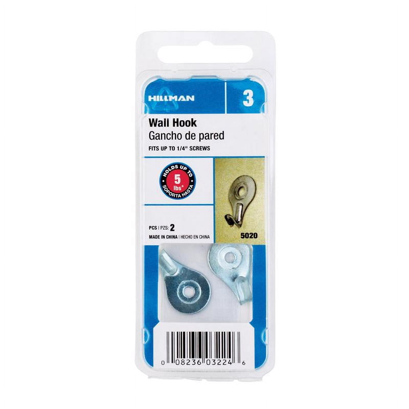 Hillman Fasteners 5020 Fas-Pak Utility Wall Hook, 5 lb, 2 Pack ...